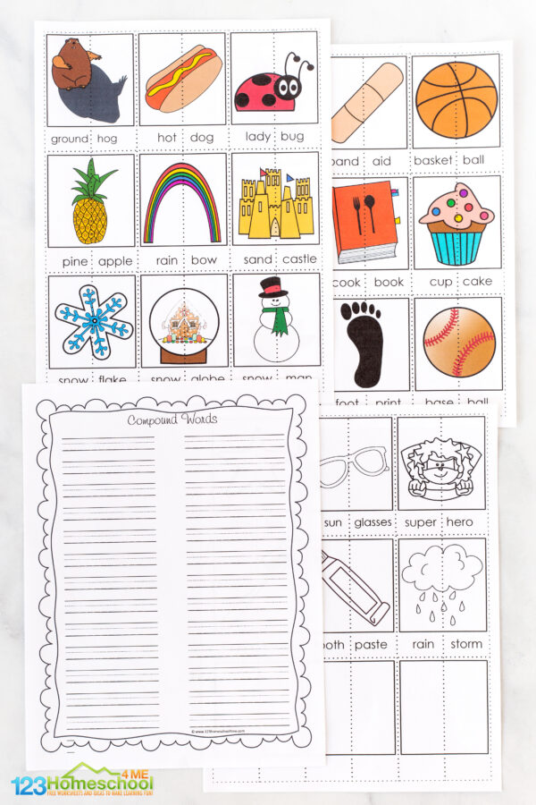 FREE Printable Compound Word Puzzles Game for Kids