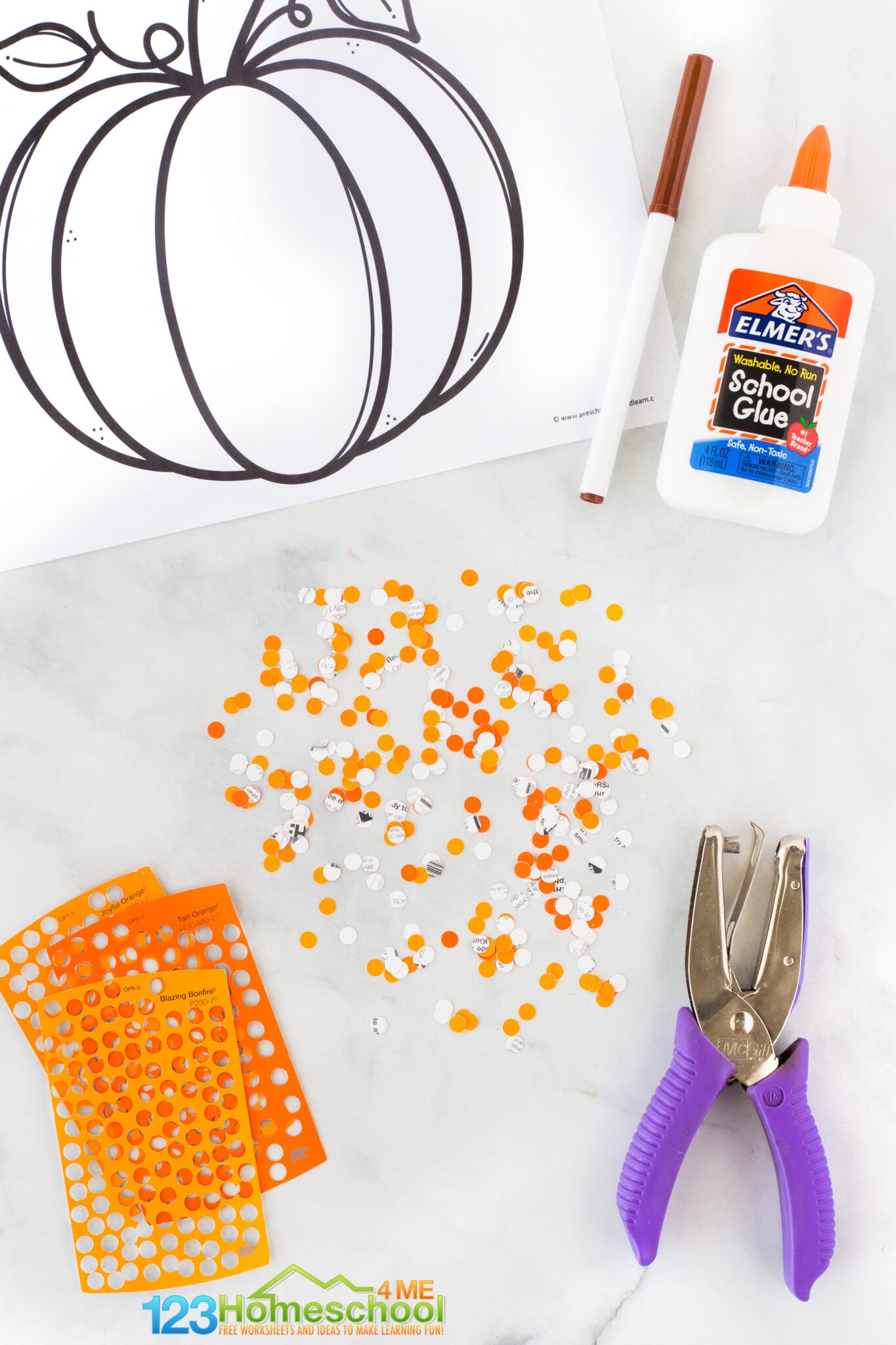Hole Punch Pumpkin Craft for Kids