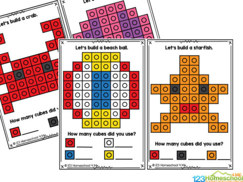 FREE Printable Summer Math Activity with Snap Cube Pattern Cards