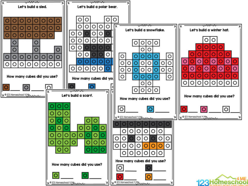 ⛄ FREE Winter Math Activity with Snap Cube Pattern Cards