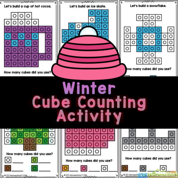 ⛄ FREE Winter Math Activity with Snap Cube Pattern Cards