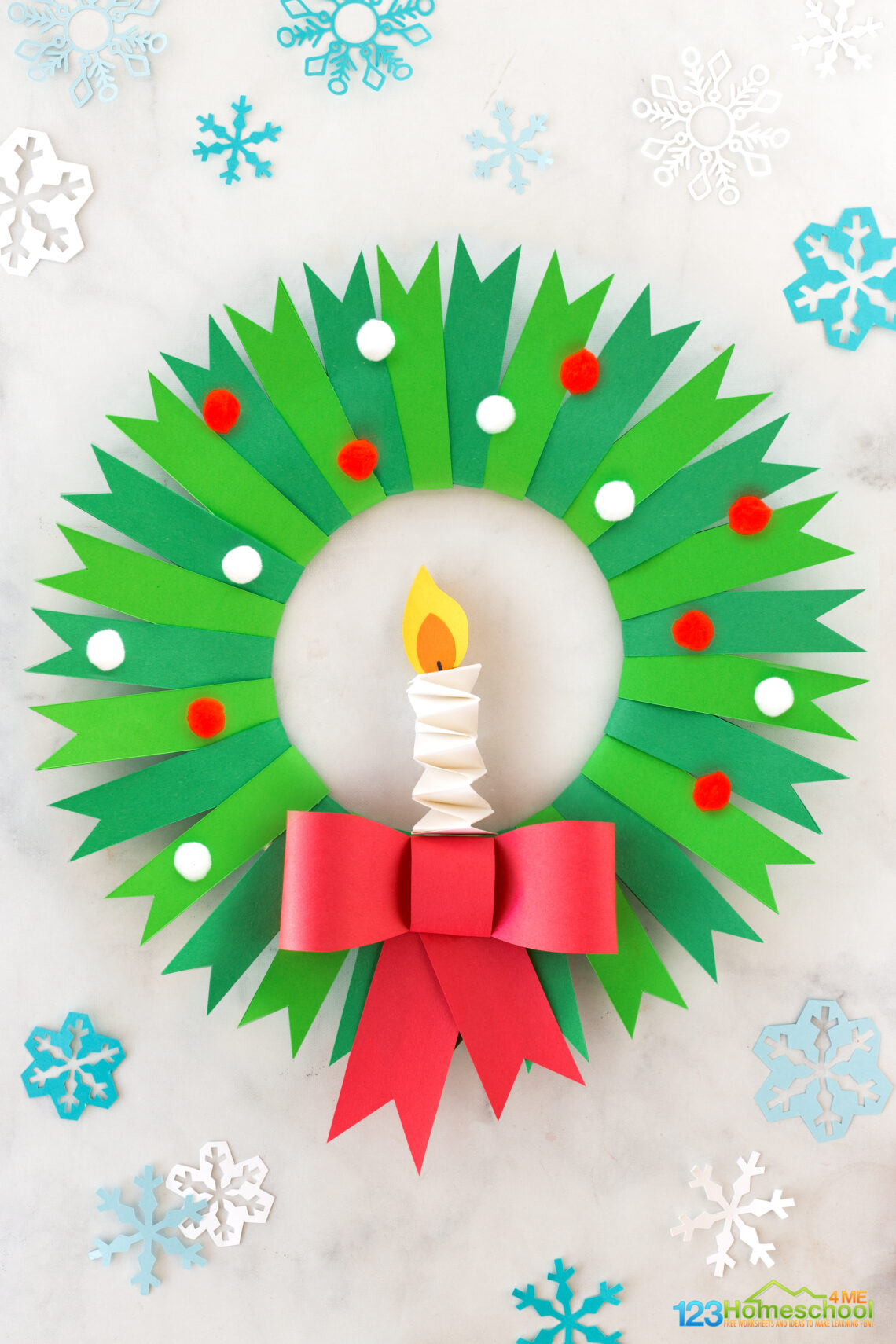 🎄 Construction Paper Christmas Wreath Craft Decoration for Kids