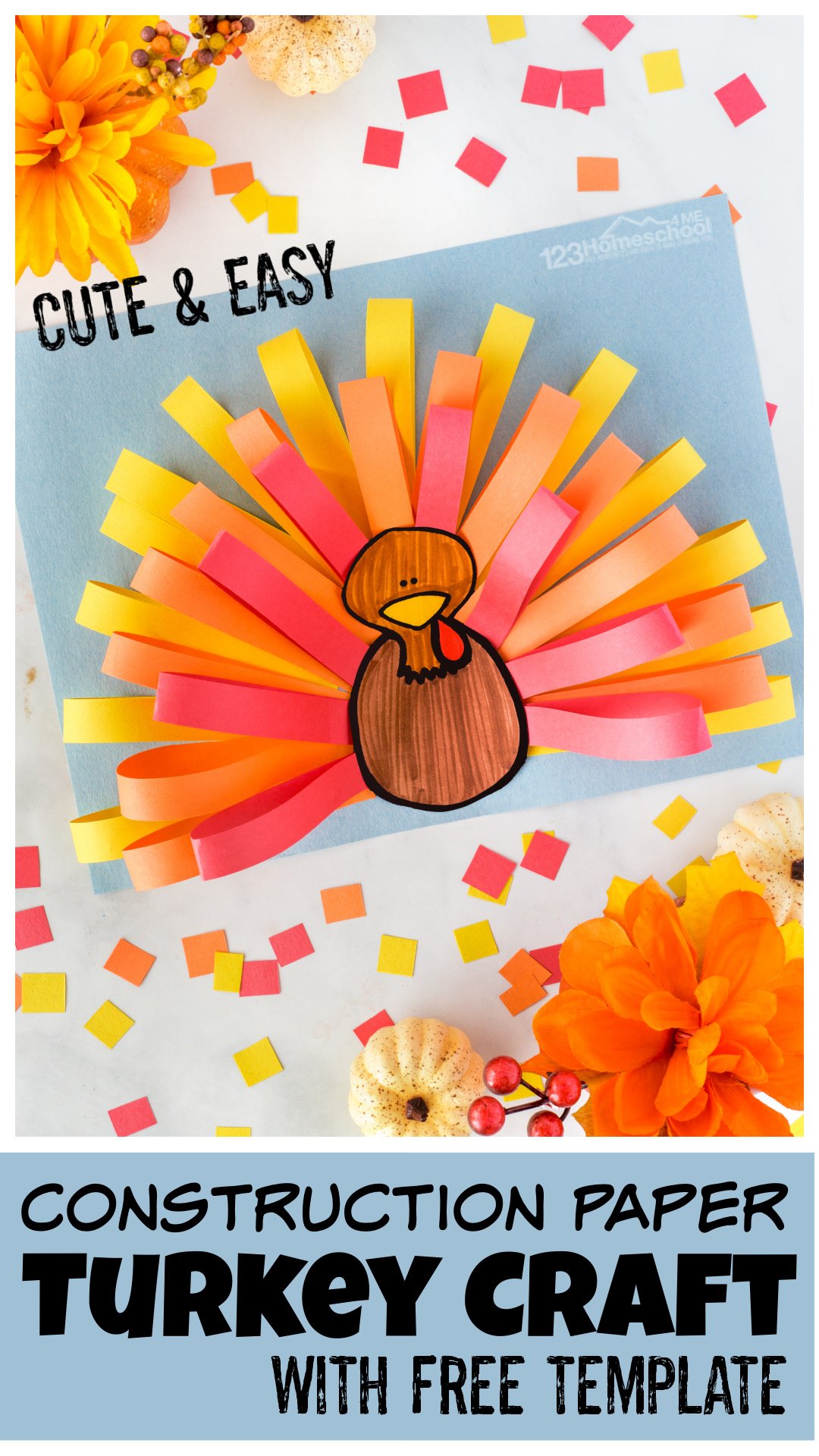 🦃 CUTE Thanksgiving Construction Paper Turkey Craft