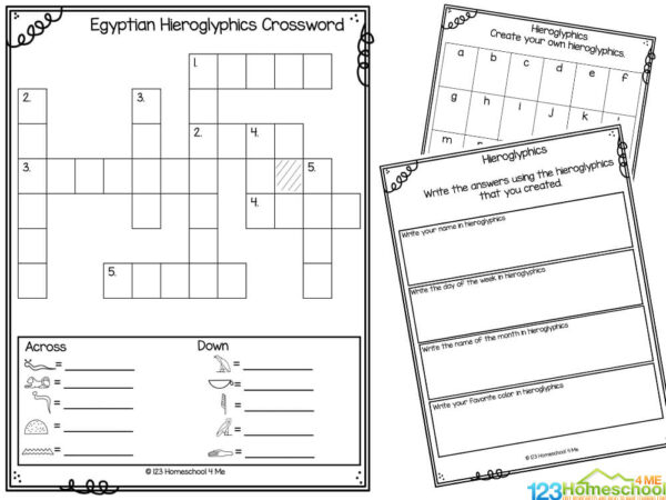 FREE Printable Egyptian Hieroglyphics Alphabet Worksheets