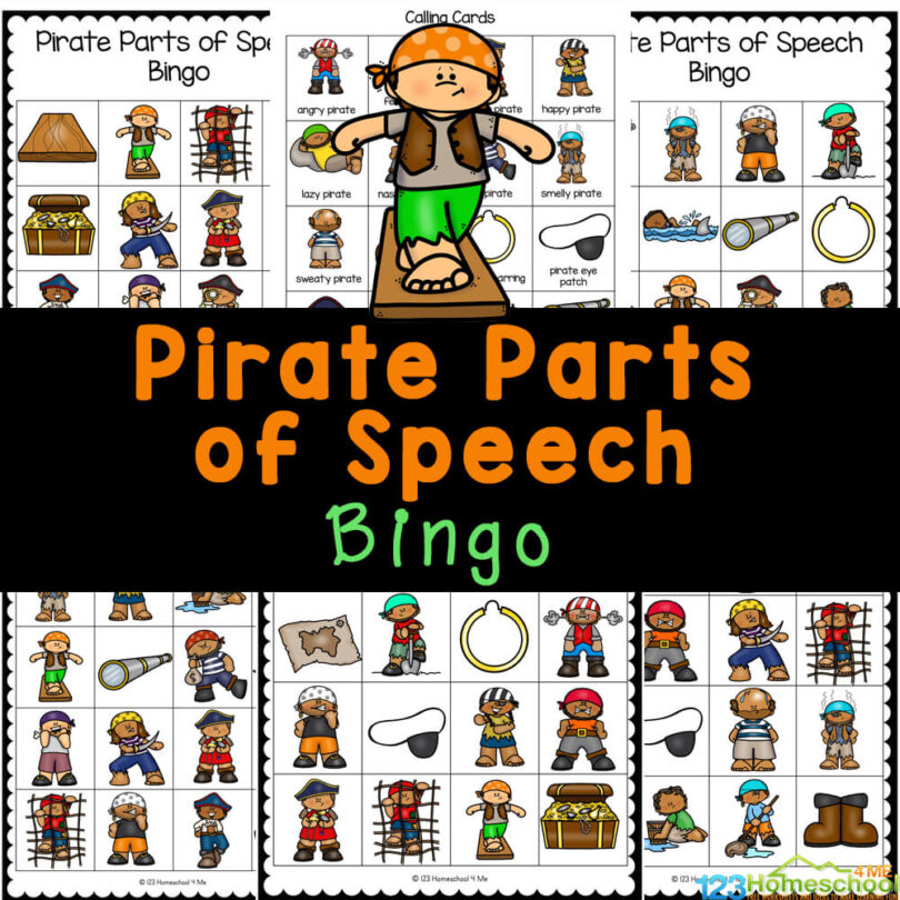 🏴‍☠️ FREE Printable Pirate Parts of Speech Bingo Game