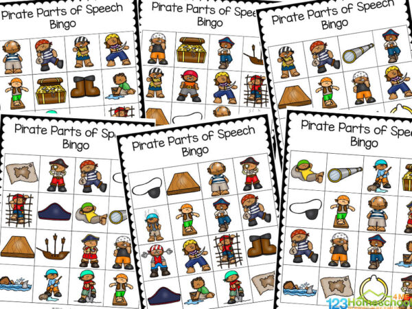 🏴‍☠️ FREE Printable Pirate Parts of Speech Bingo Game