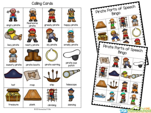 🏴‍☠️ FREE Printable Pirate Parts of Speech Bingo Game