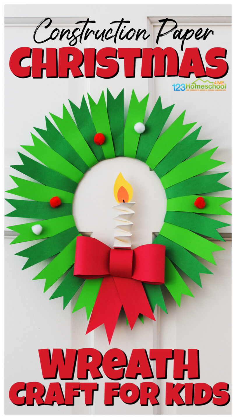 🎄 Construction Paper Christmas Wreath Craft Decoration for Kids