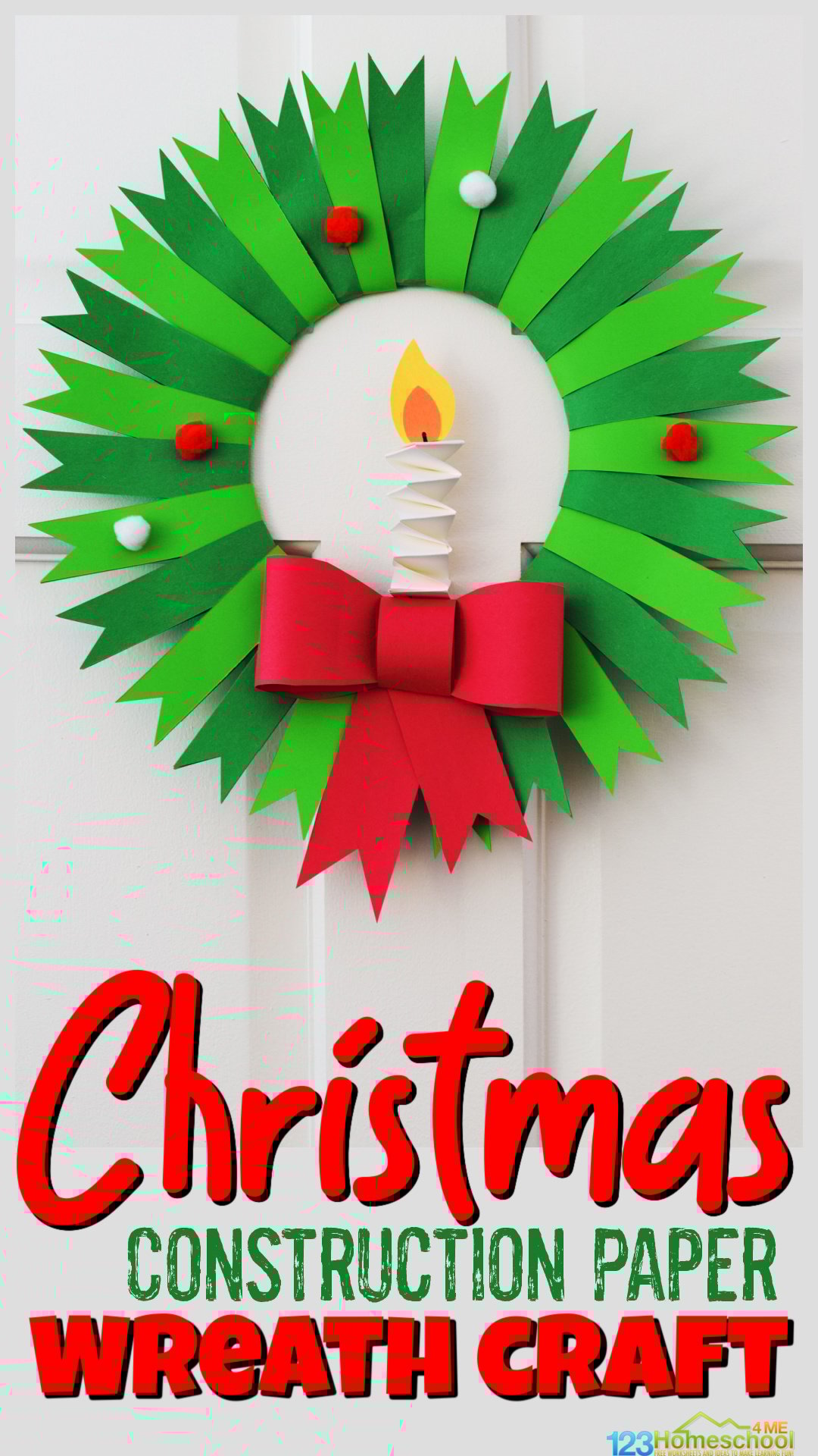 🎄 Construction Paper Christmas Wreath Craft Decoration for Kids