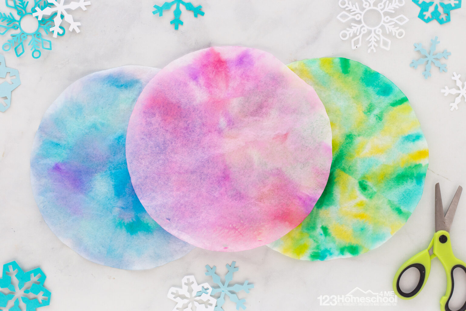 ️️ Colorful Chromatography Snowflake Craft for Kids