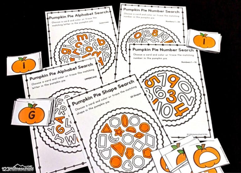 Thanksgiving Pumpkin Pie Worksheets - Color by Letter, Number, & Shape