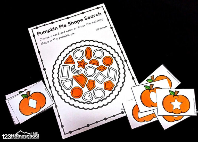 Thanksgiving Pumpkin Pie Worksheets - Color by Letter, Number, & Shape