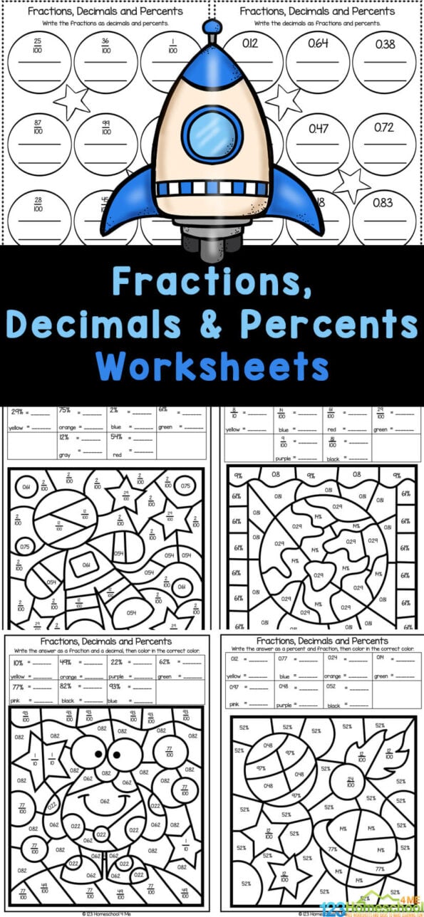 FREE Printable Decimals, Fractions and Percents Worksheets