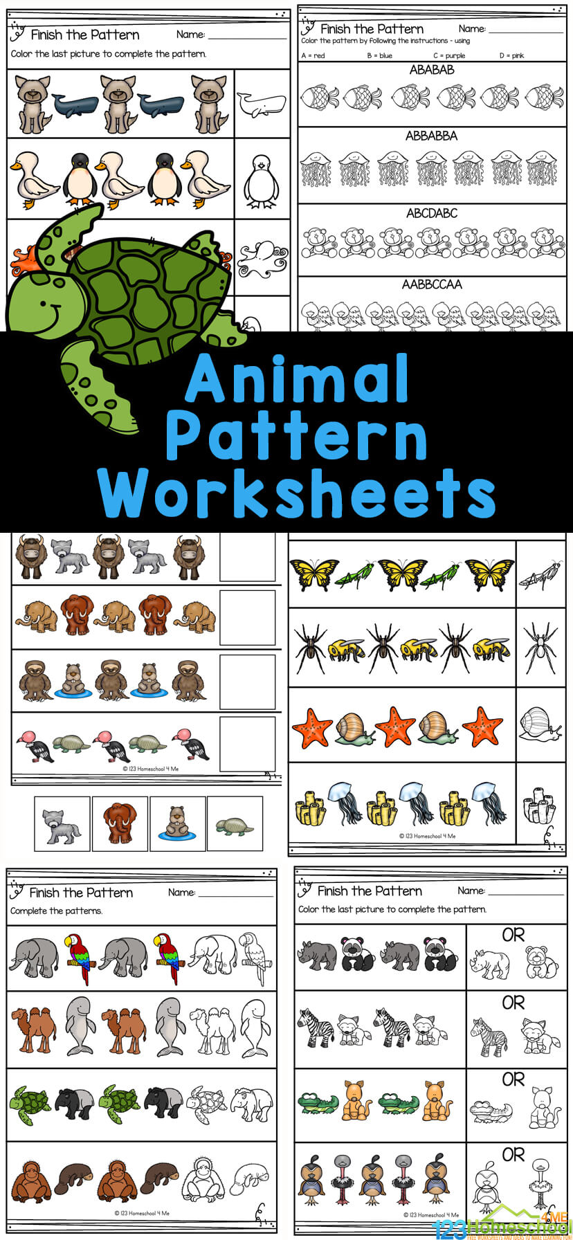 FREE Printable Animal Pattern Worksheets for Kindergarten
