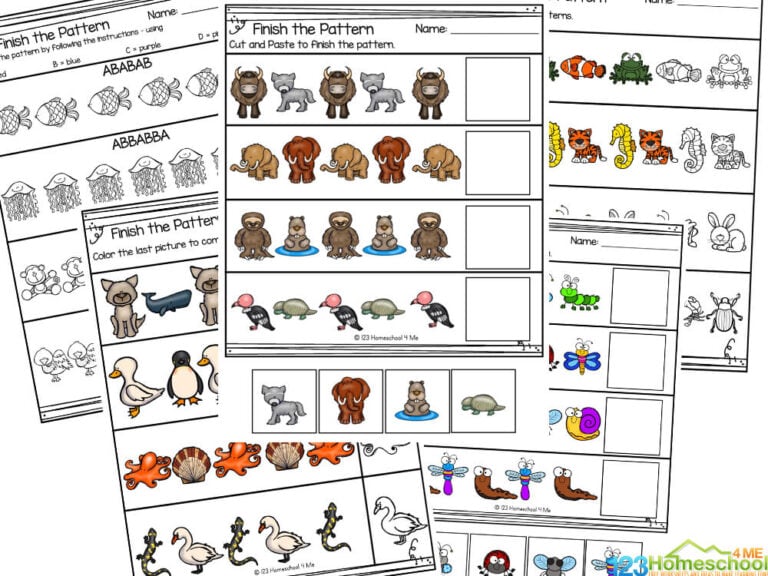 FREE Printable Animal Pattern Worksheets for Kindergarten