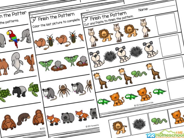 FREE Printable Animal Pattern Worksheets for Kindergarten