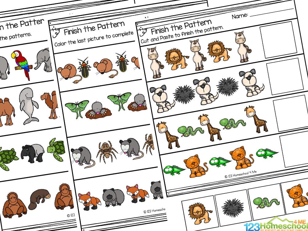 FREE Printable Animal Pattern Worksheets for Kindergarten