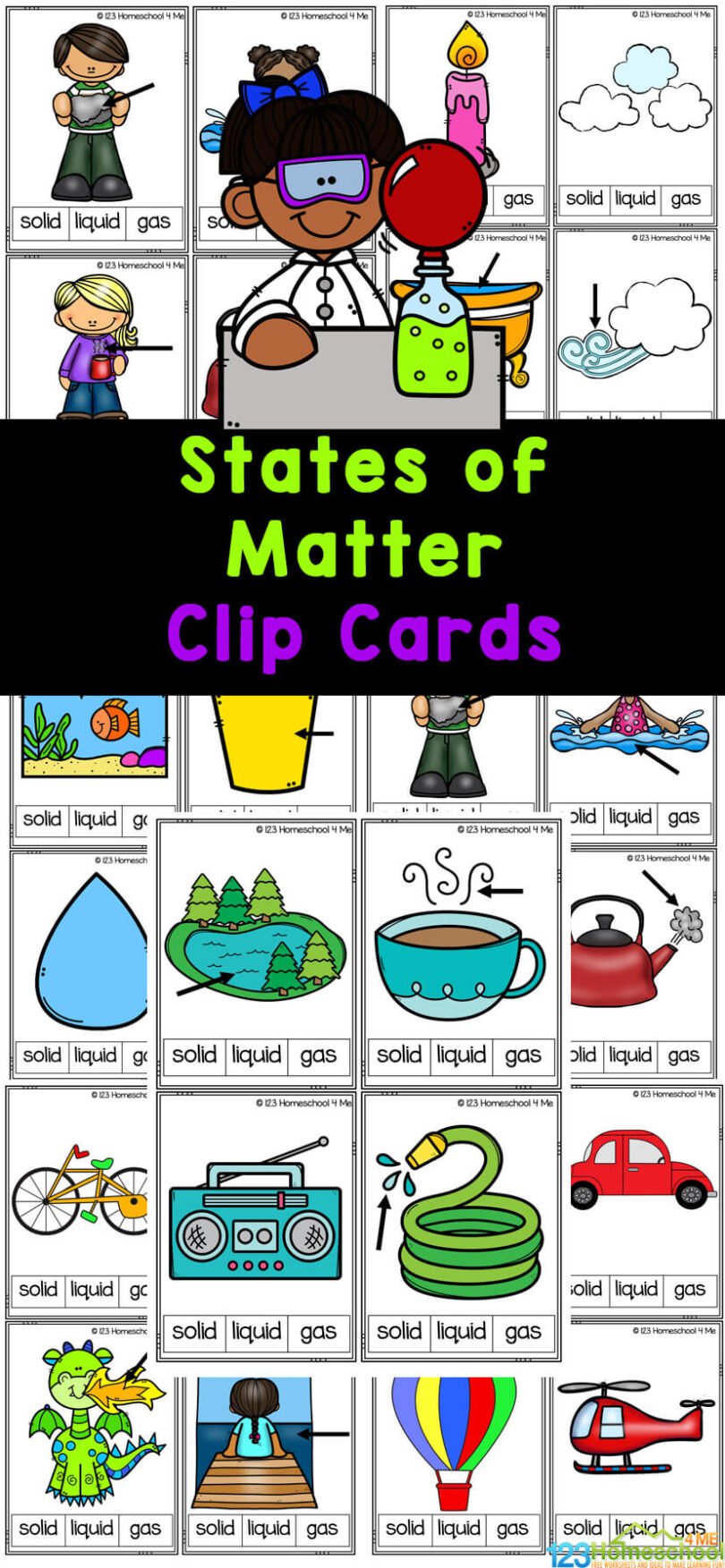 FREE Printable States of Matter Clip Cards Activity