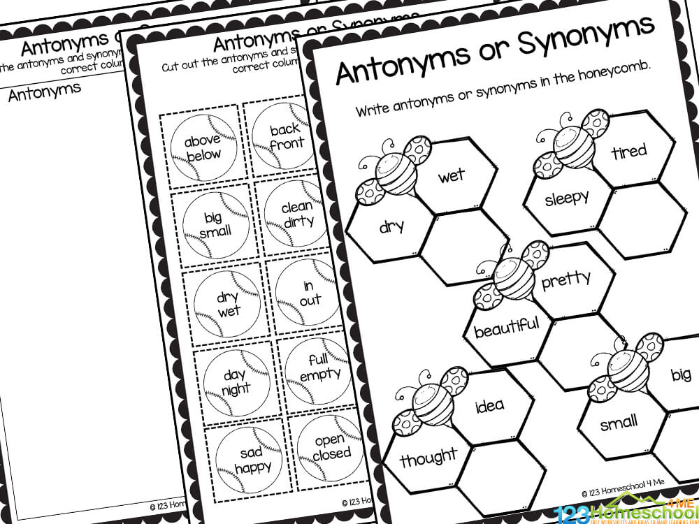 FREE Antonyms and Synonyms Worksheets