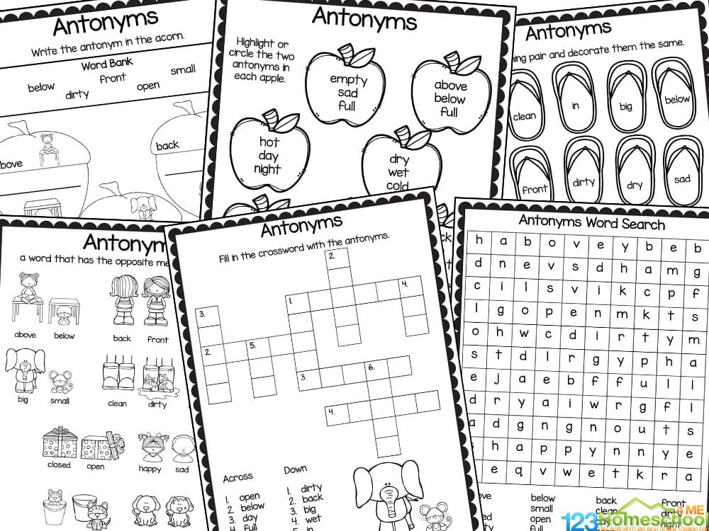 FREE Antonyms and Synonyms Worksheets