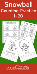 ⛄ FREE Counting Snowballs 1-20: Winter Worksheets for Kindergarten