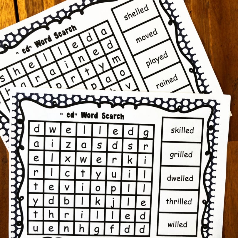 FREE Printable ed Endings Worksheets