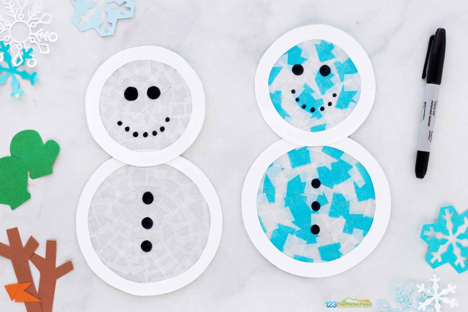 ⛄ Winter Suncatcher Snowman Craft for Preschoolers
