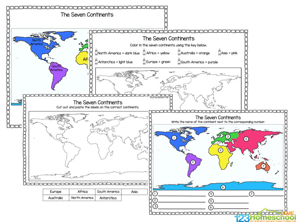 Continent Worksheets