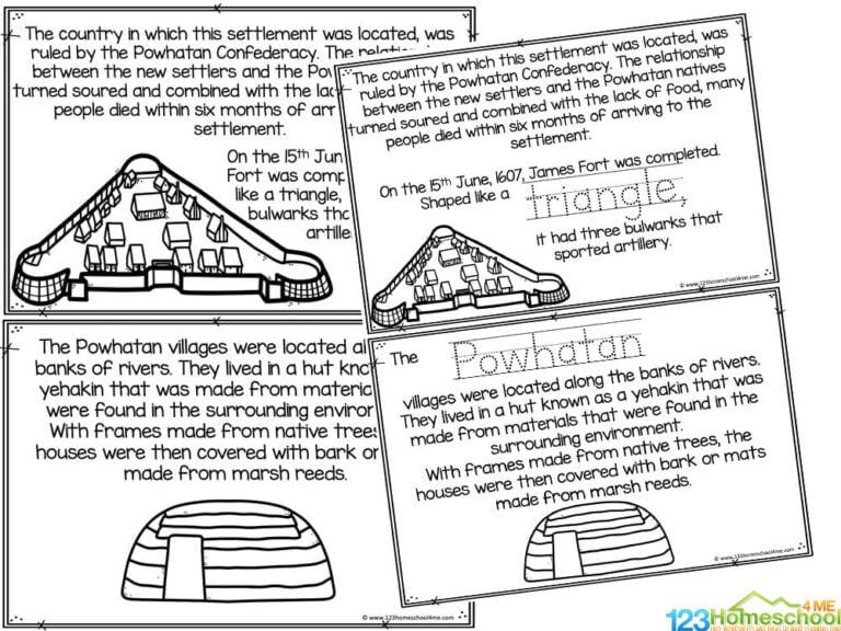 FREE Printables Jamestown for Kids Book to Read, Color, and Learn