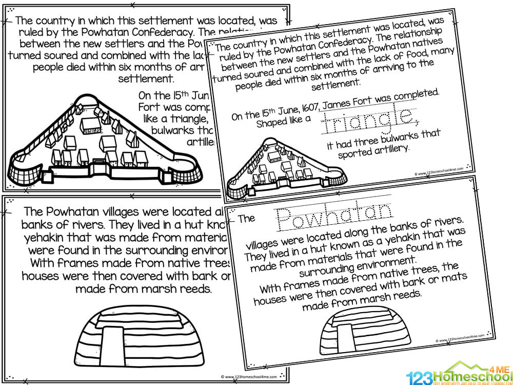 FREE Printables Jamestown for Kids Book to Read, Color, and Learn