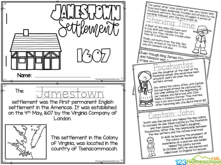 FREE Printables Jamestown for Kids Book to Read, Color, and Learn