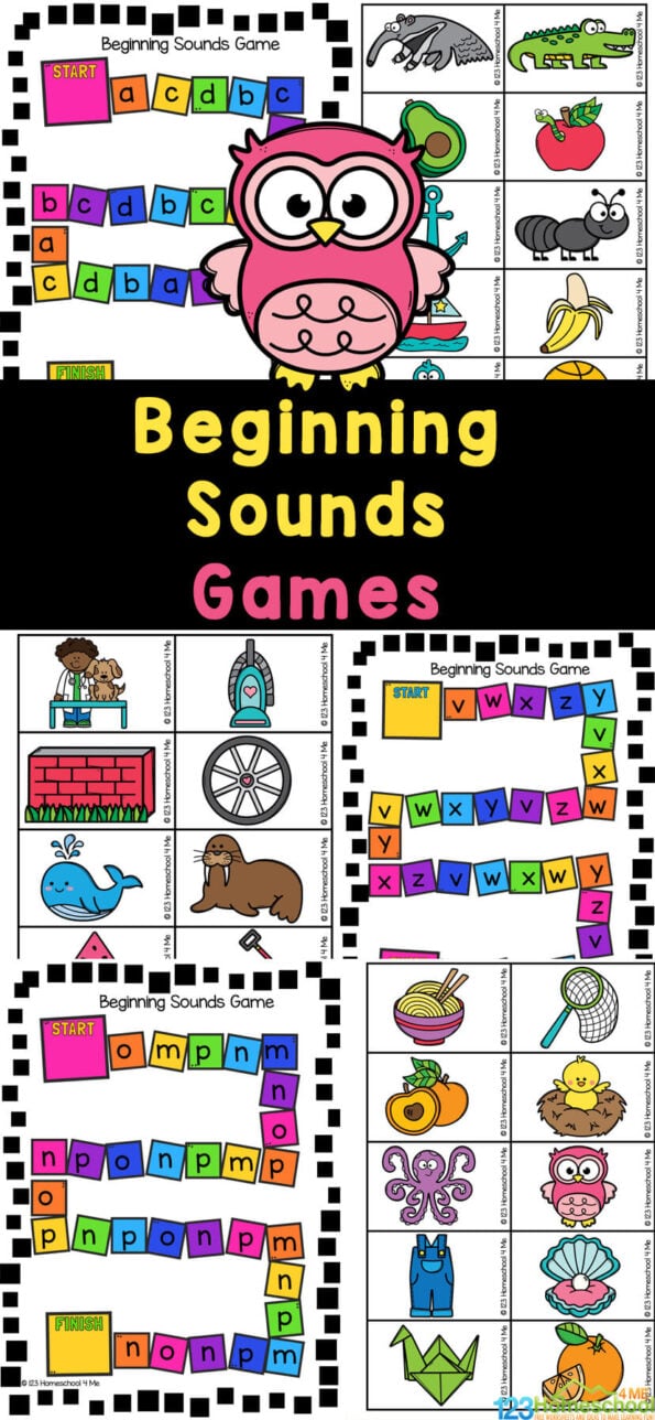 FREE Printable Initial Beginning Sounds Practice with Letter Board Games