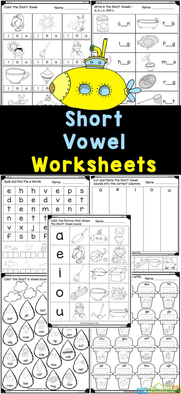 FREE Printable Short o CVC Words Cut and Paste Worksheets