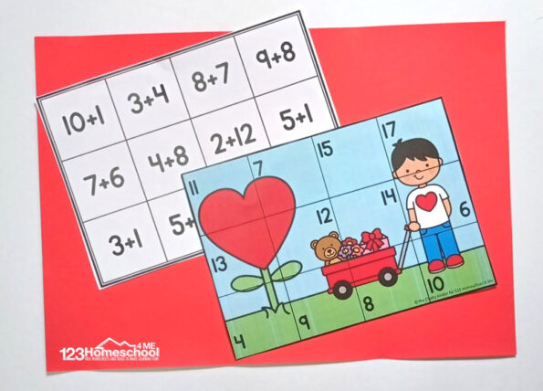 FREE Printable Valentines Day Math Puzzles - Addition