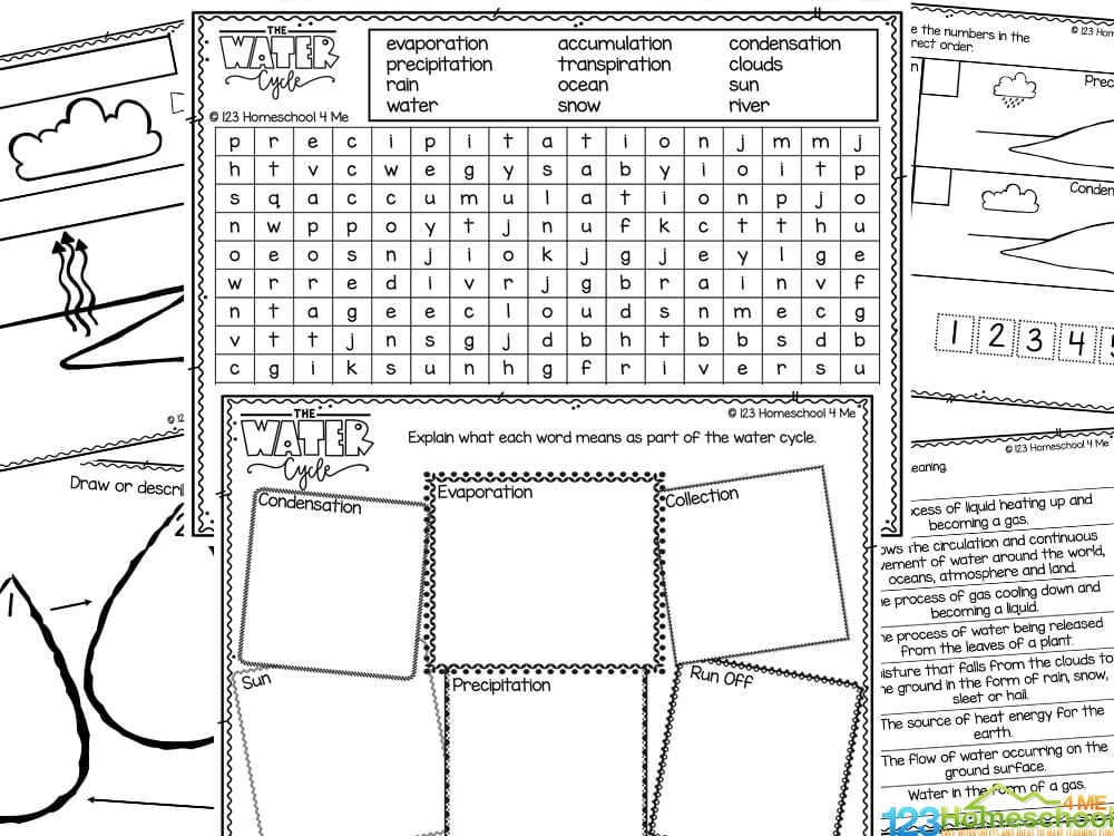 💧 FREE Printable Water Cycle Worksheets for Kids