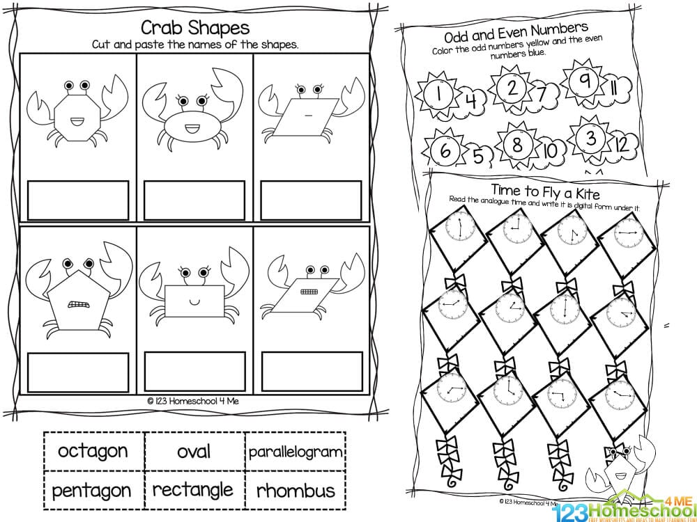 🦀 FREE Summer Crab Math Worksheets for Preschool and Kindergarten