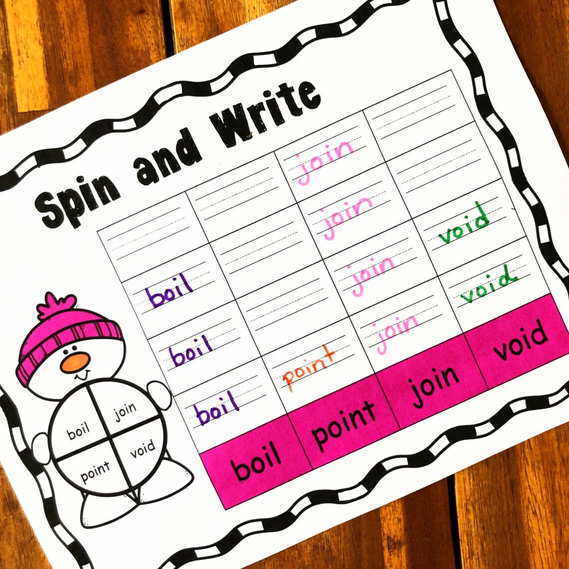 Snowman Phonics Activity Reading oi Sound Words