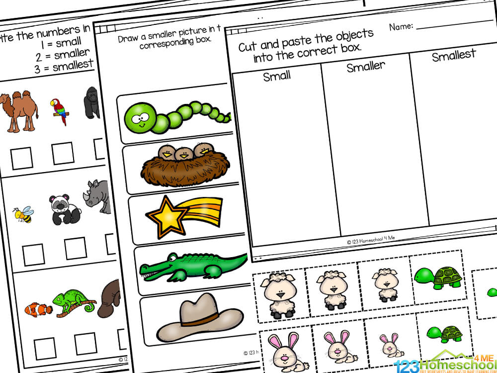 FREE Printable Small, Smaller and Smallest Math Worksheets