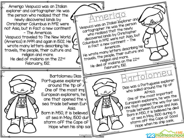 ⚓ Learn about 13 Famous European Early Explorers for Kids Printable