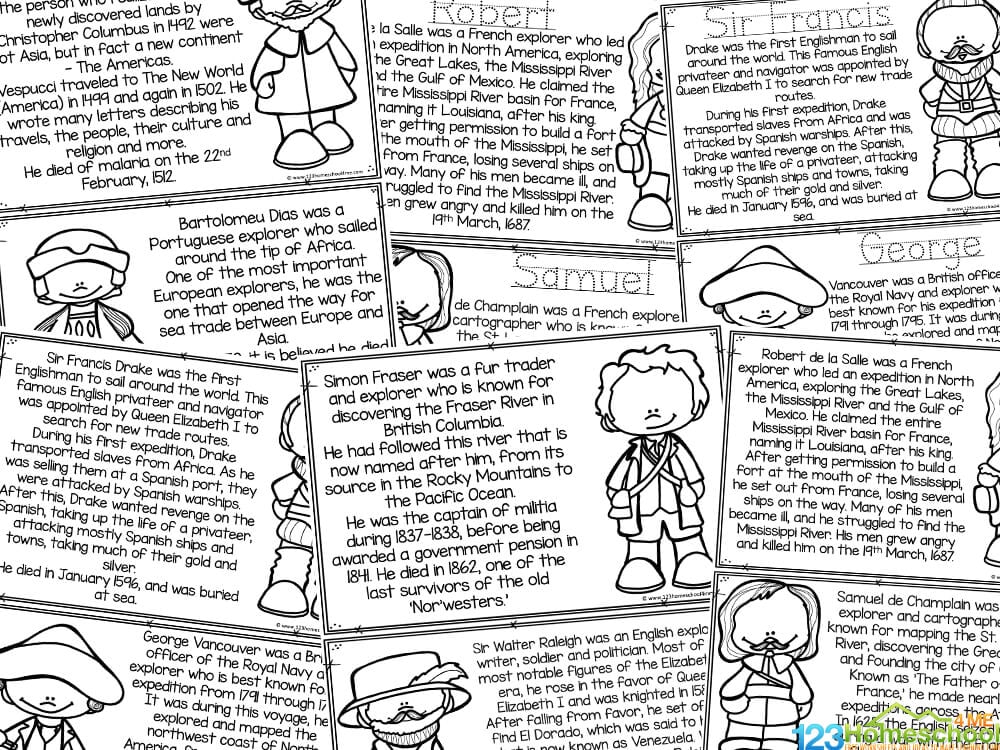 ⚓ Learn about 13 Famous European Early Explorers for Kids Printable