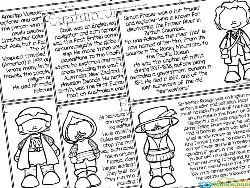 ⚓ Learn about 13 Famous European Early Explorers for Kids Printable