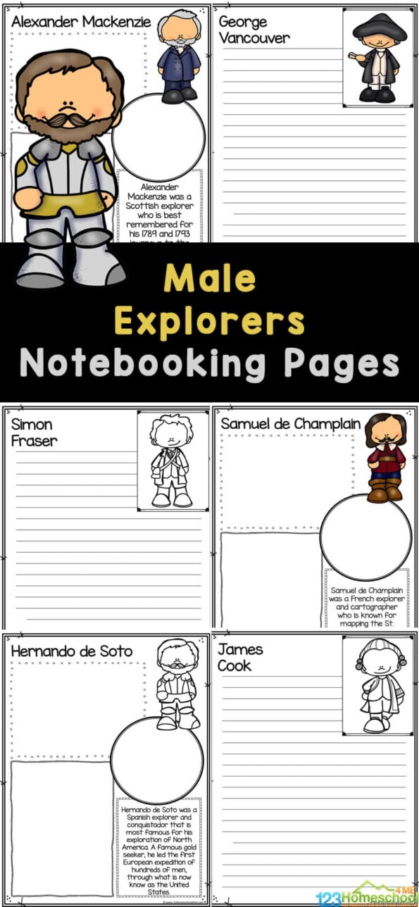 🧭 Famous European Early Explorers Printable Notebook Pages