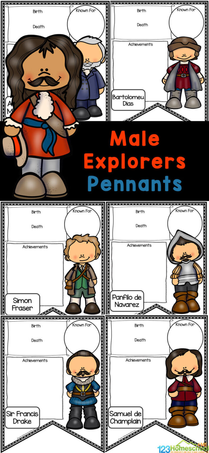 ⚓ Learn about 13 Famous European Early Explorers for Kids Printable