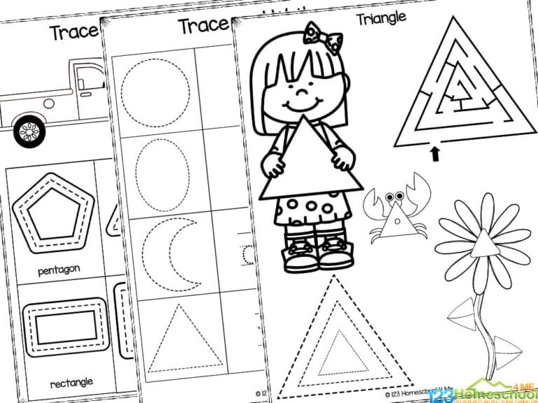 FREE Printable Tracing Shapes Worksheets for Kindergarten