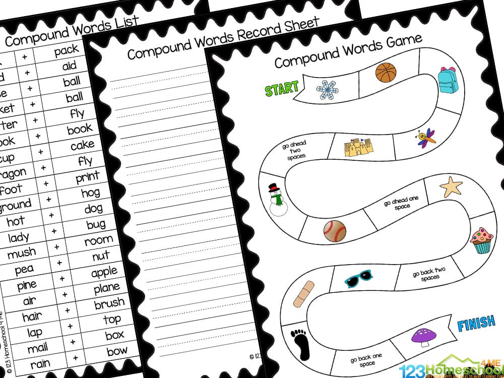 FREE Printable Compound Words Game for Kids