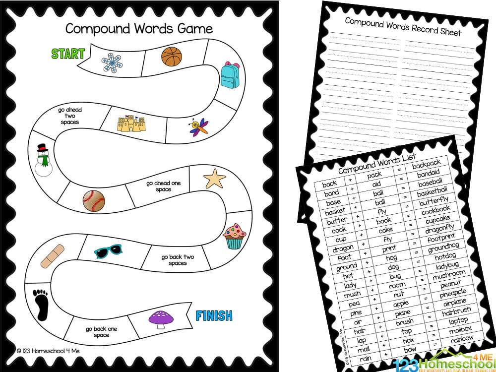 FREE Printable Compound Words Game for Kids