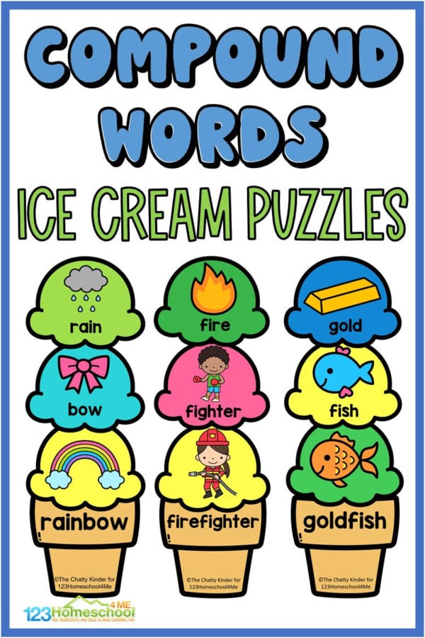 FREE Printable Ice Cream Compound Word Puzzles Activity for Summer