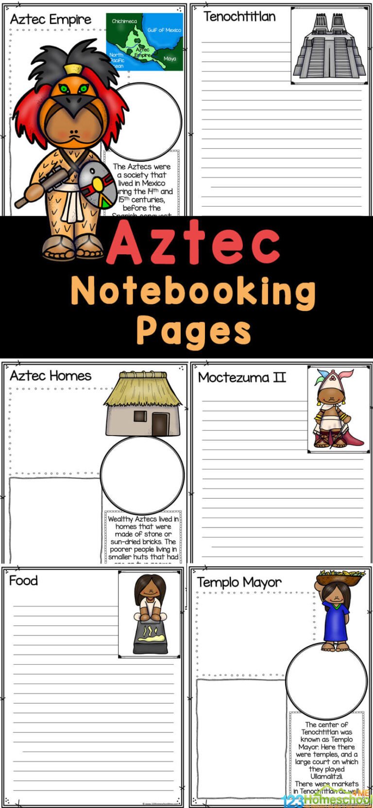 FREE Aztec Printable Worksheets and Notebooking Pages for Kids