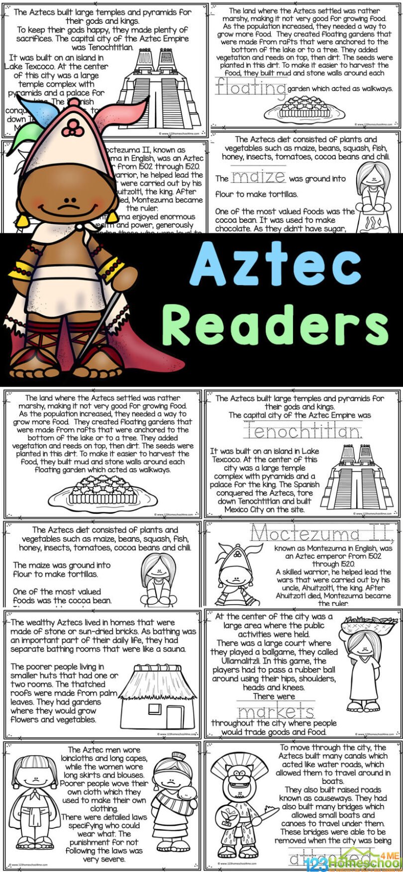 FREE Aztecs for Kids Printable Pages to Read, Color, & Learn
