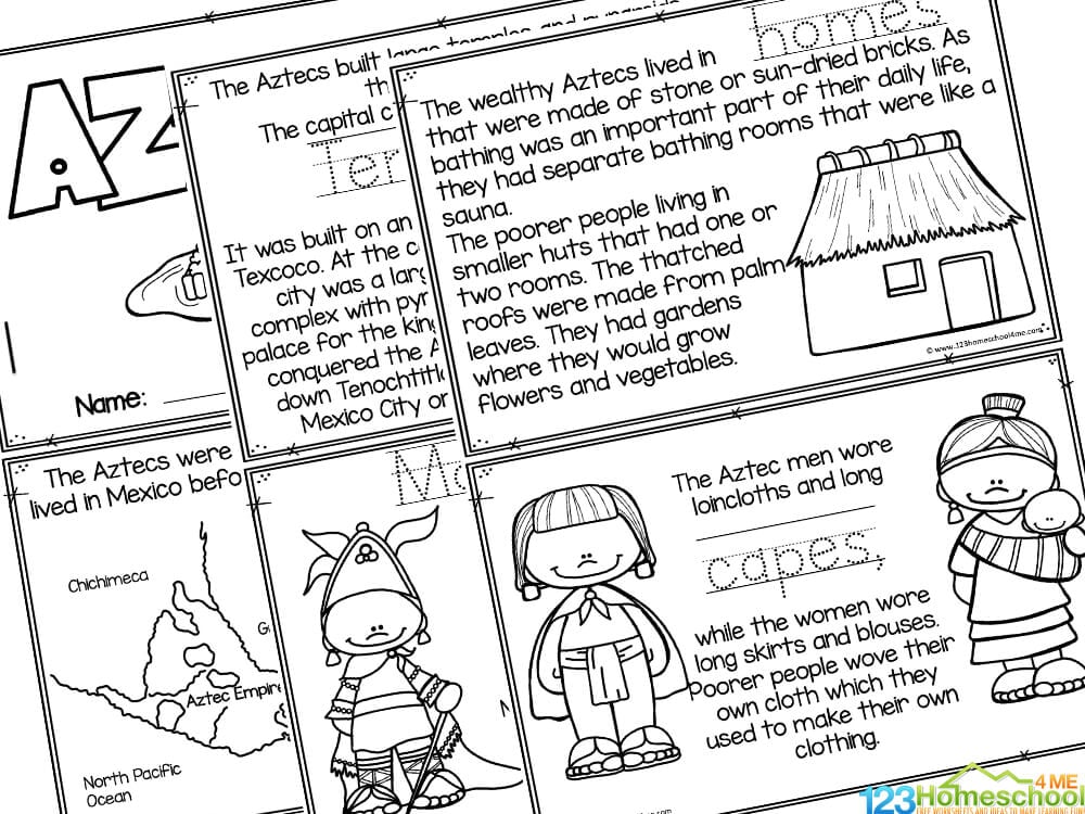 FREE Aztecs for Kids Printable Pages to Read, Color, & Learn